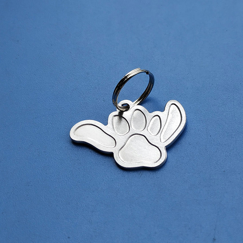 Shaka Paw Dog Identification Tag Dog Paw ID Tag Customizable Engraving ...